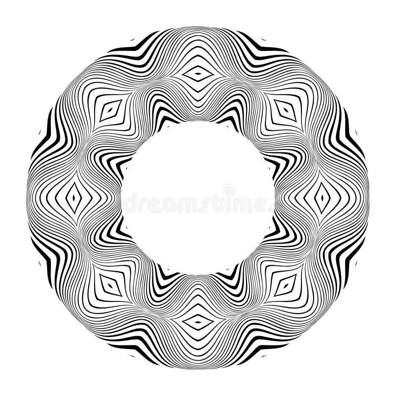 Decorative Radial Circle Wavy Lines Pattern Stock Vector - Illustration ...