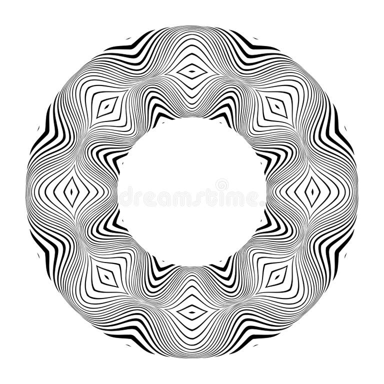 Decorative Radial Circle Wavy Lines Pattern Stock Vector - Illustration ...