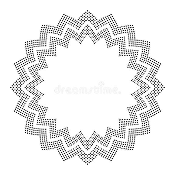Radial Geometric Circle Zig Zag Dots Pattern Stock Vector ...