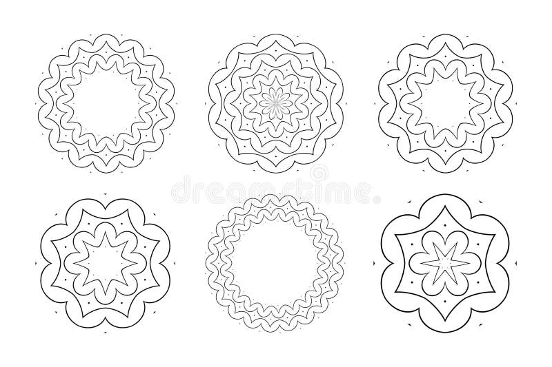 Decorative Radial Outline Geometric Patterns Set Stock Vector ...