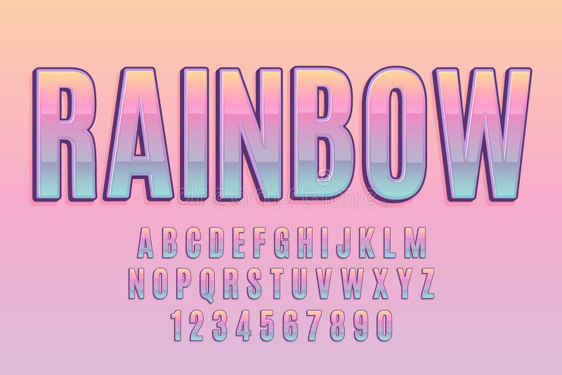 Decorative Rainbow Font and Alphabet Stock Vector - Illustration of ...