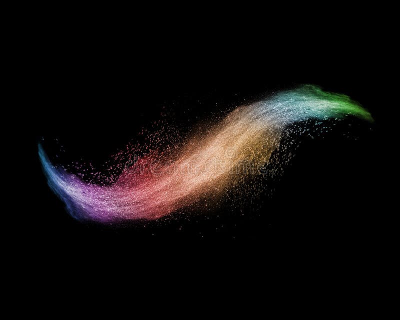 Rainbow Powder Wave Splash on a Black Background. Stock Photo - Image ...