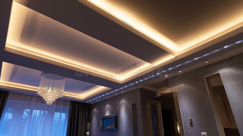 Decorative Recessed Ceiling with LED Strip Lighting (Secret Lighting ...