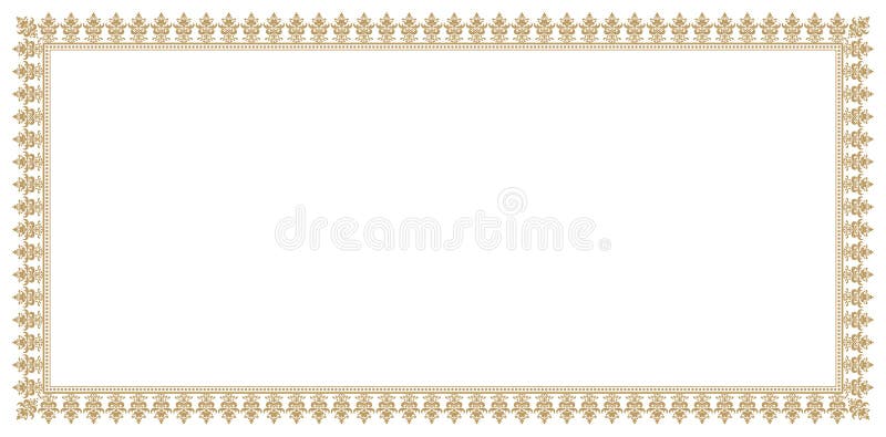 Decorative Rectangle Frame Elegant Element Gold Colors Isolate White ...