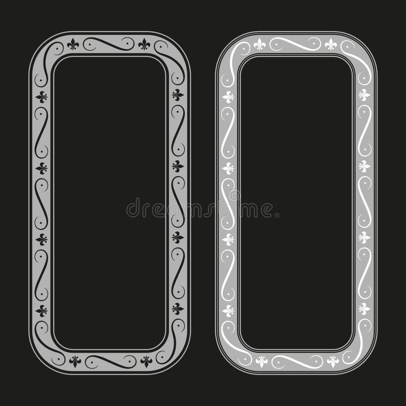 Decorative Rectangle Frame. Ornamental Black Design. Classic Floral Decoration. Vector Border ...