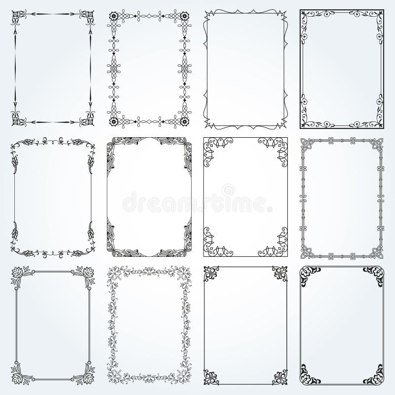 Decorative Rectangle Frames and Borders Set Vector Stock Vector ...