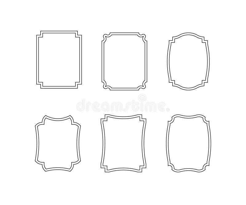Decorative Rectangle Frames for Note Text, Line Set. Vintage ...