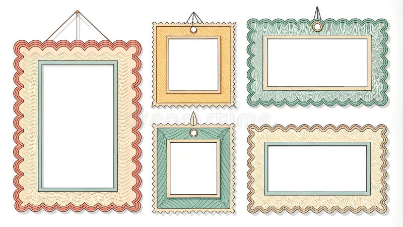 Decorative Rectangle Frames with Wavy Edges for Art Display and Design ...
