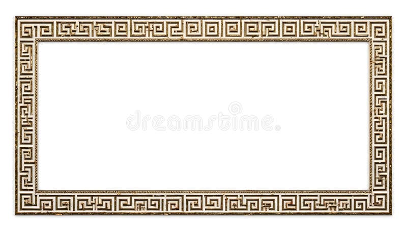 Decorative Rectangular Frame Featuring a Golden Greek Key Pattern ...