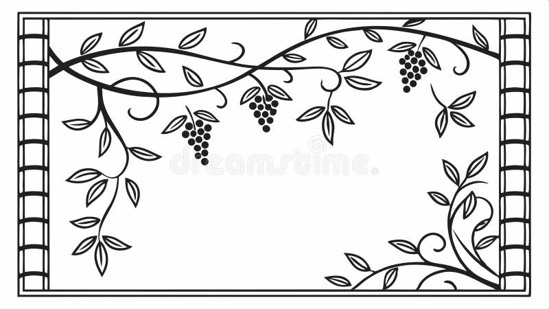 Decorative Rectangular Frame with Grapevine Border Vector Design ...