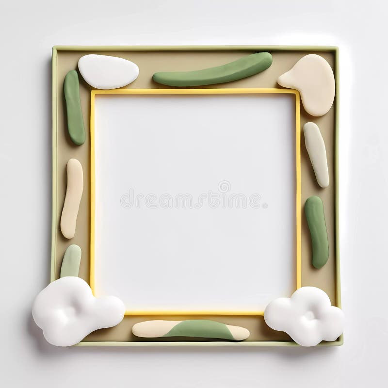 Decorative Rectangular Frame Showcasing Abstract Shapes in Khaki and ...