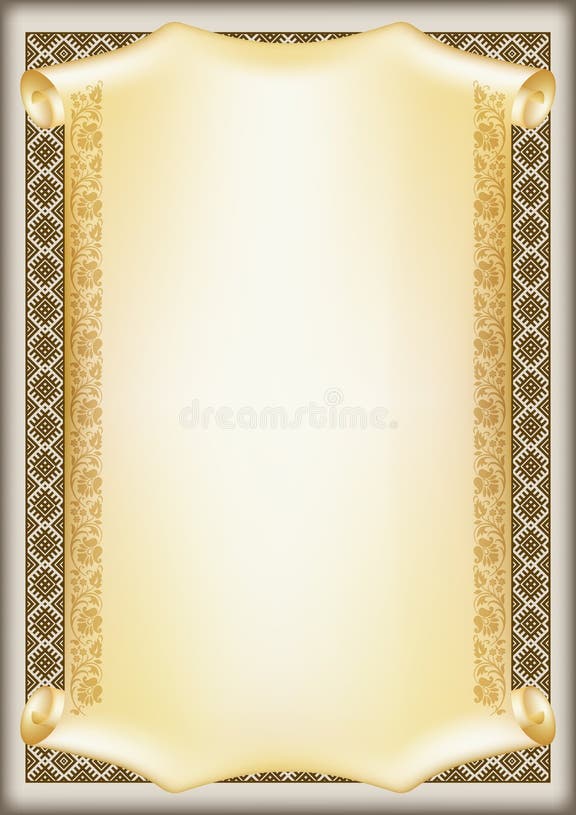 Decorative Rectangular Framework with Ethnic Slavic Ornament and Scroll ...