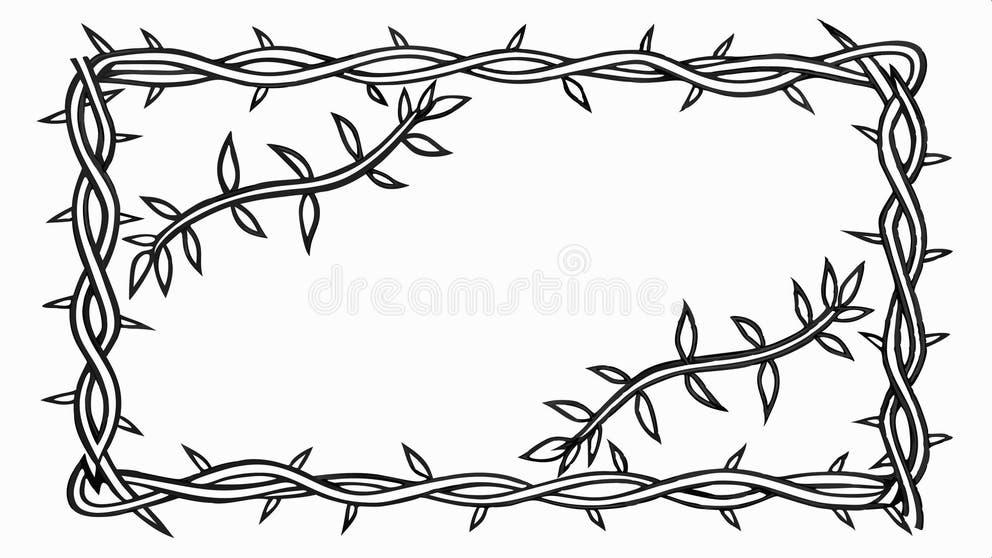 Decorative Rectangular Thorny Vine Frame Element Design. Vector Design ...