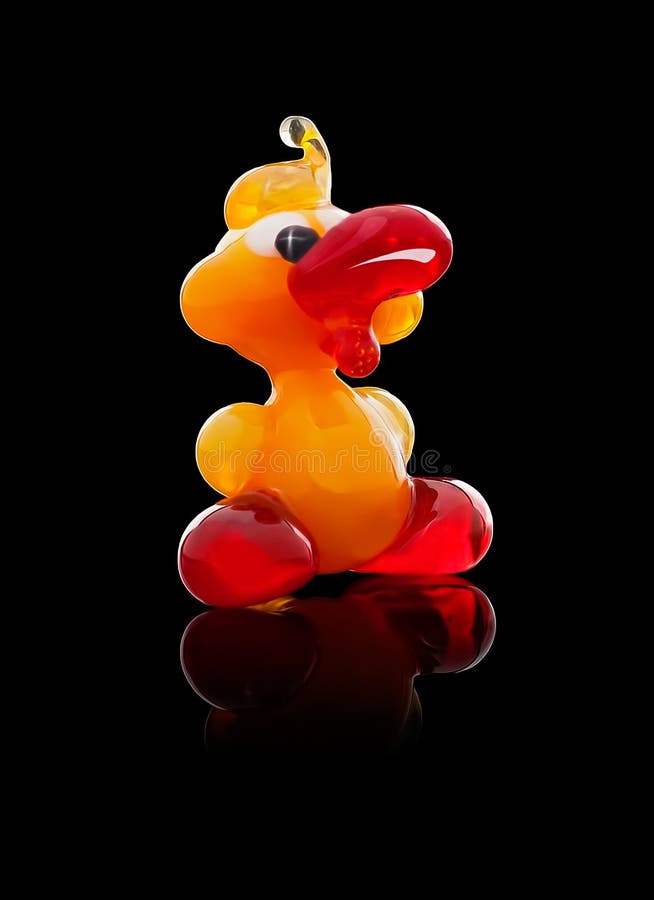 Decorative Red Beautiful Glowing Duck Statue on Black Background Stock ...