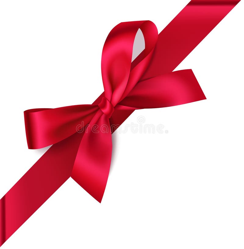 Decorative Red Bow with Diagonally Ribbon on the Corner. Vector Bow for ...