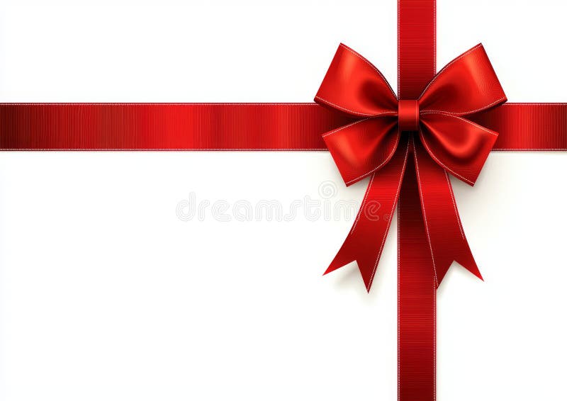 Decorative Red Bow with Horizontal Ribbon Isolated on White. Red Gift ...