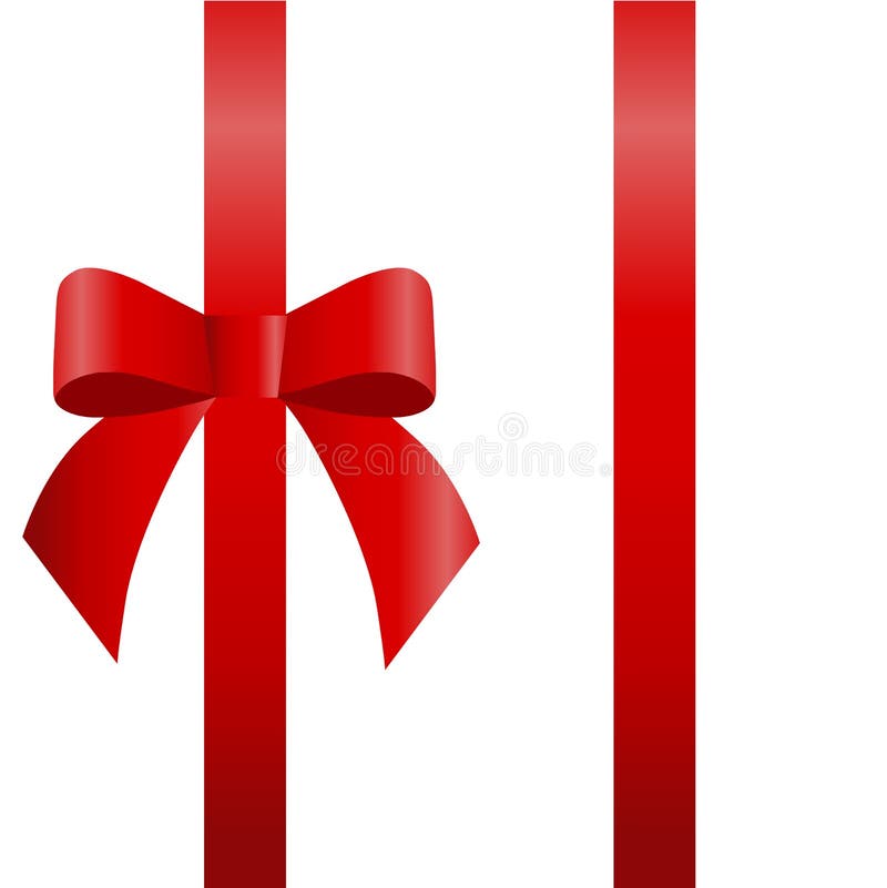 Decorative Red Bow Two Vertical Red Ribbons Stock Vector - Illustration ...