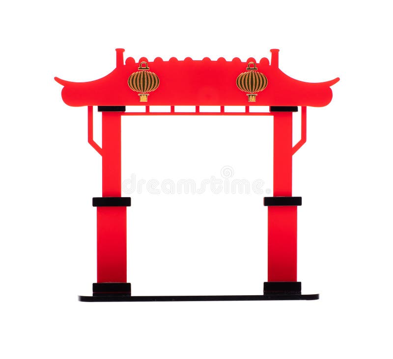 Decorative Red Chinese Buddhist Arch Isolated on White Stock Photo ...