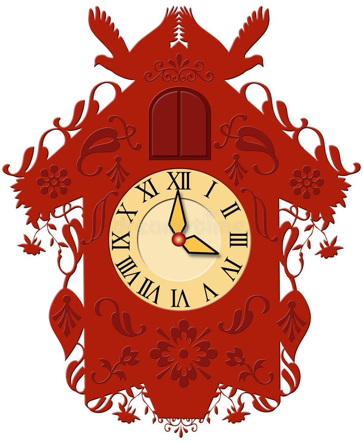 Decorative red clock stock illustration. Illustration of clock - 5254605
