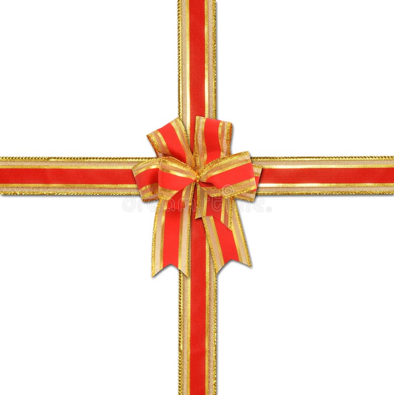 Decorative Red and Gold Ribbon Bow Stock Photo - Image of festive ...