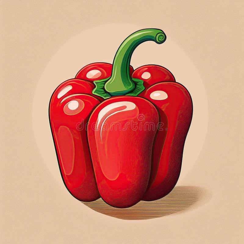 Decorative Red Pepper with Soft Glow Stock Illustration - Illustration ...