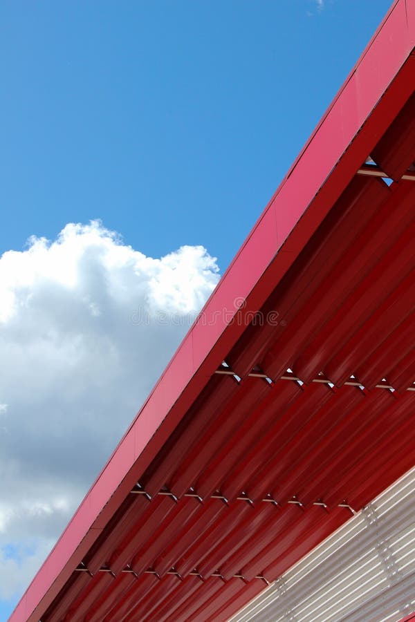 Decorative Red Steel Construction. the Metal Framework at the Roof of ...
