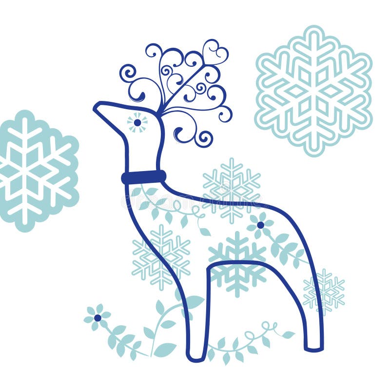Decorative Reindeer with Snowflakes Stock Vector - Illustration of ...