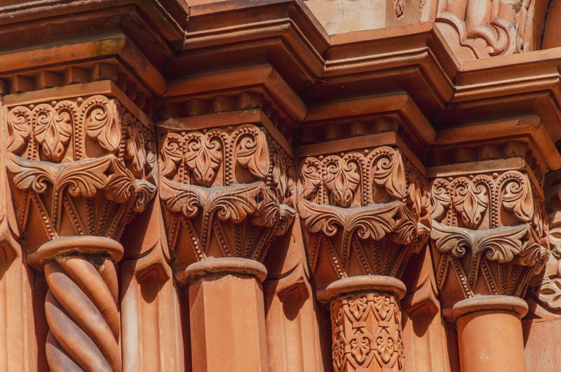 Decorative Retro Vintage Orange Column Wall Texture Stock Photo - Image ...