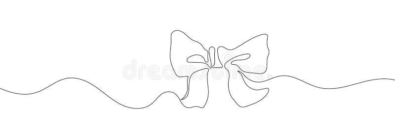 Decorative Ribbon Bow Drawn by One Continuous Line. Stock Vector ...