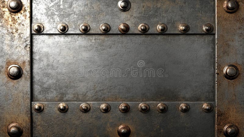Decorative Rivet-Embellished Rustic Metal Panel Serving As a Textured ...