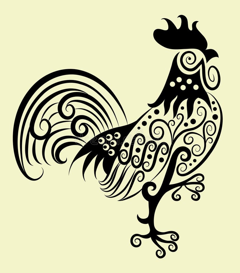 Decorative rooster stock vector. Illustration of floral - 24644111