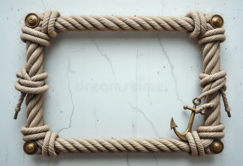 Decorative Rope Frame with an Anchor Embellishment Set Against a Marble ...