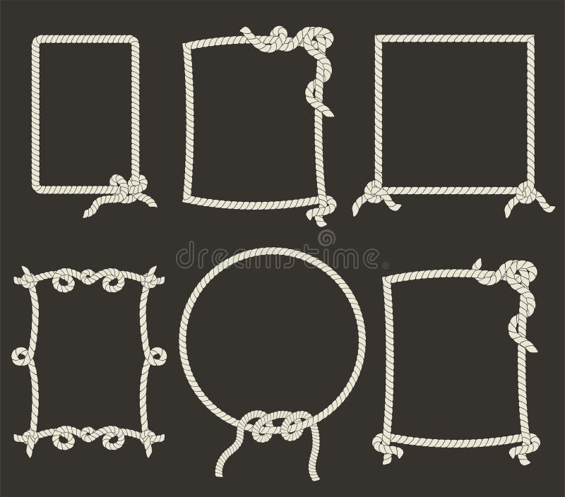 Rope Frames, Borders, Knots. Hand Drawn Decorative Elements Stock ...