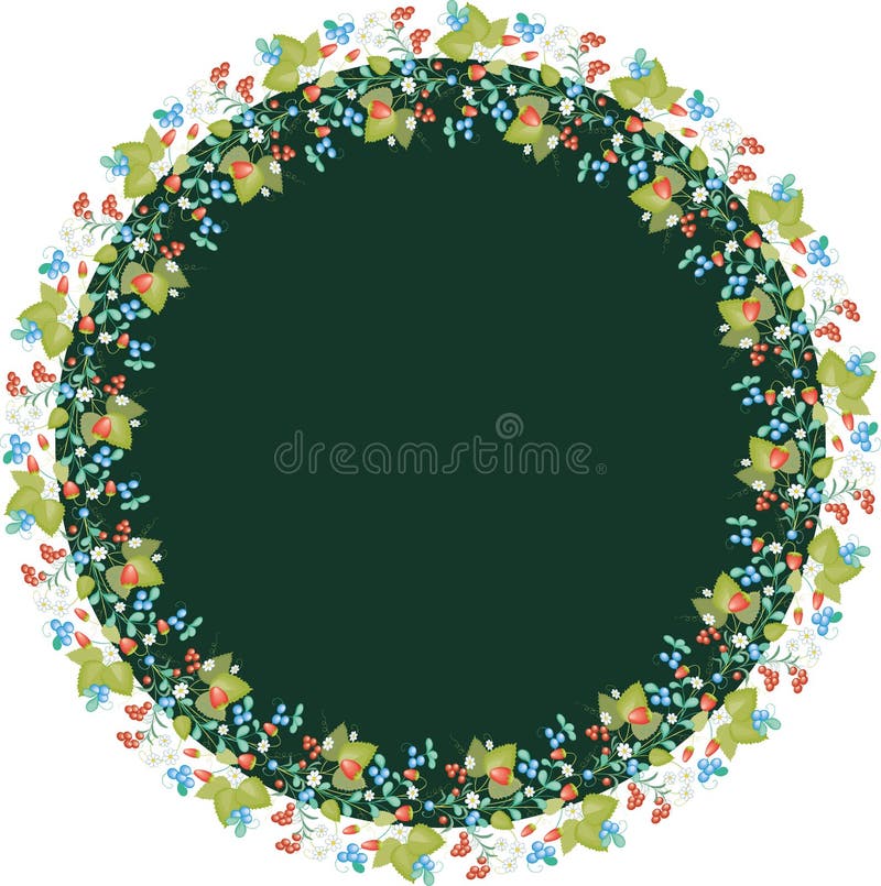Decorative Round Background with Border from Various Forest Berries ...