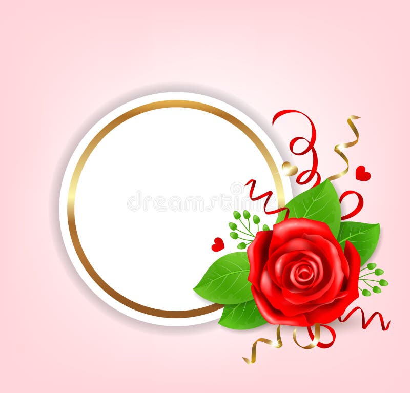 Decorative Round Banner with Red Rose Stock Vector - Illustration of ...