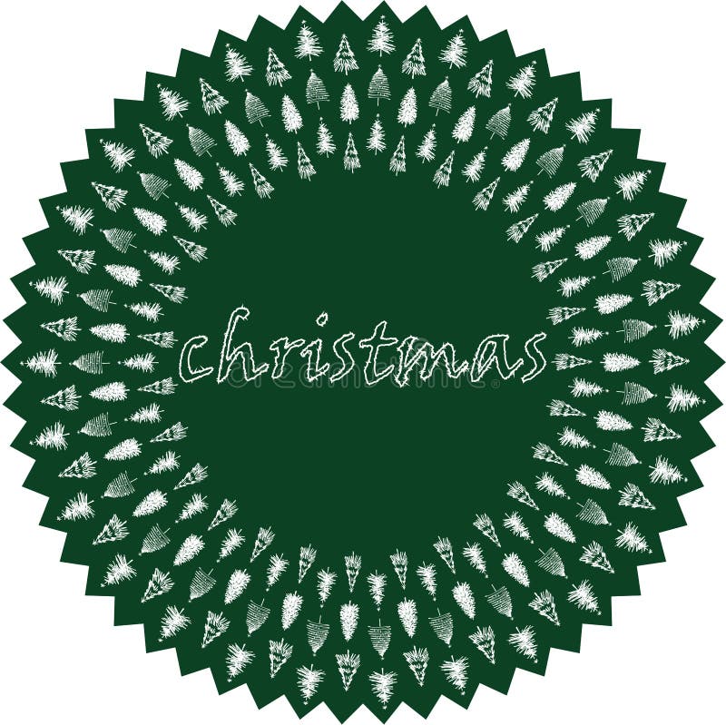 Decorative Round Christmas Border with Sketches Various Fir Trees Stock ...