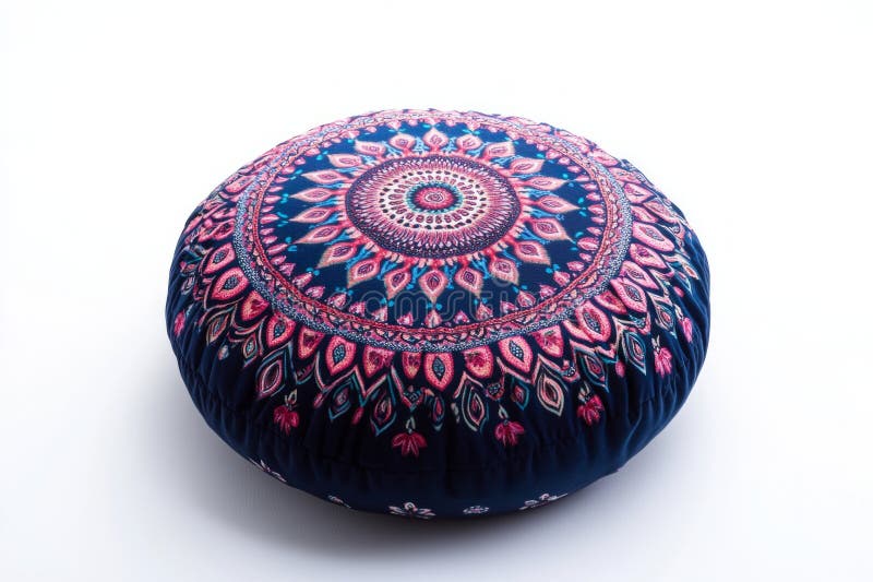 A Vibrant Round Cushion Features Intricate Patterns and Beautiful ...