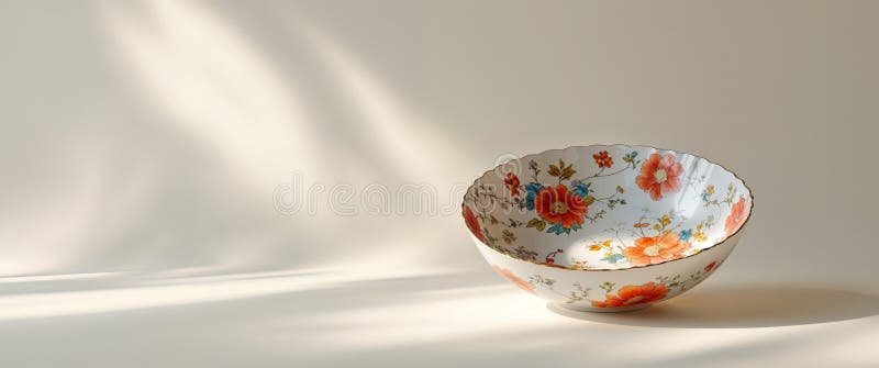 Decorative Round Dish with Floral Design Stock Photo - Image of ...