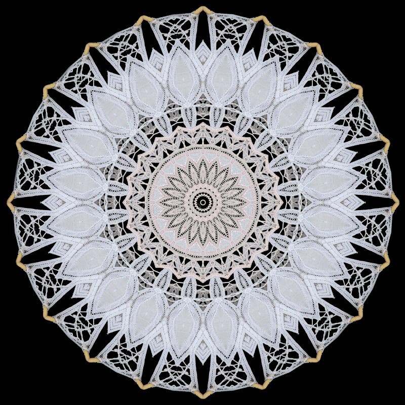 A Decorative Round Doily Isolated Over Black Stock Photo - Image of ...