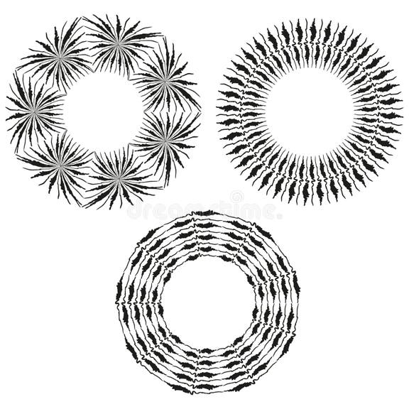 Decorative Round Elements. Spiral Wreath Forms. Black Vector Circular ...