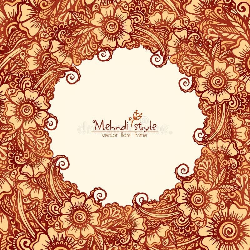 Decorative Round Frame in Indian Mehndi Style Stock Vector ...