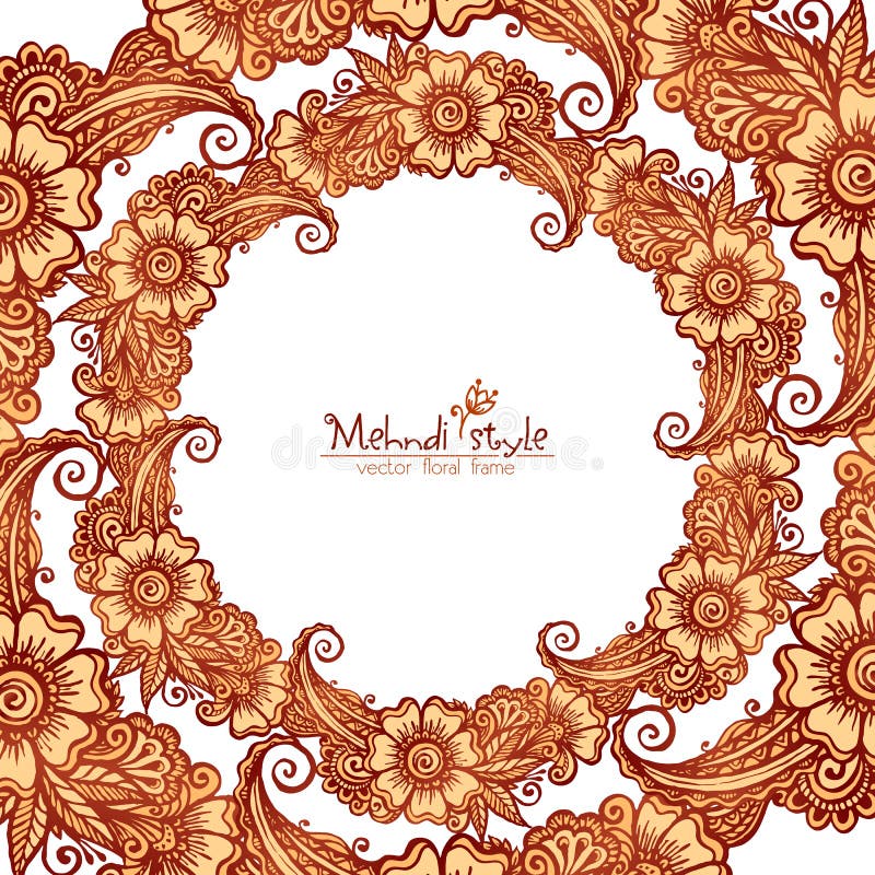 Decorative Round Frame in Indian Mehndi Style Stock Vector ...
