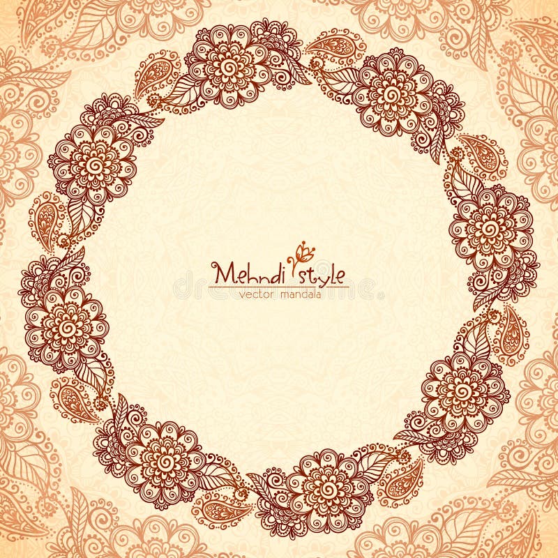 Henna Tattoo Flower Frame Doodle Vector Design Stock Illustrations ...