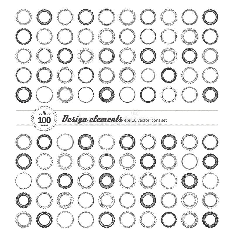 Decorative Round Frame and Label Stock Vector - Illustration of contour ...