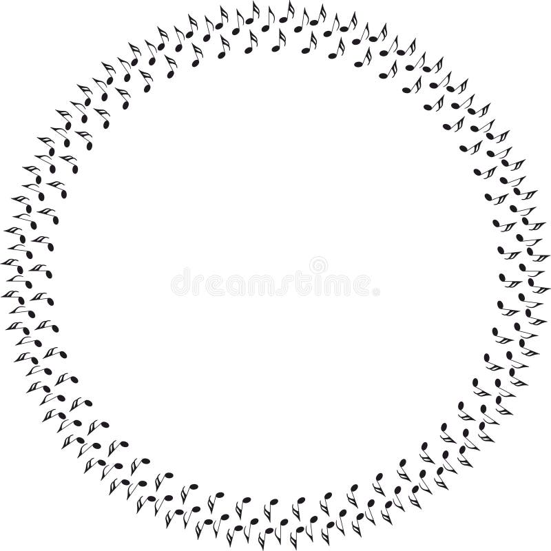 Decorative Round Frame with Music Notes Stock Vector - Illustration of ...