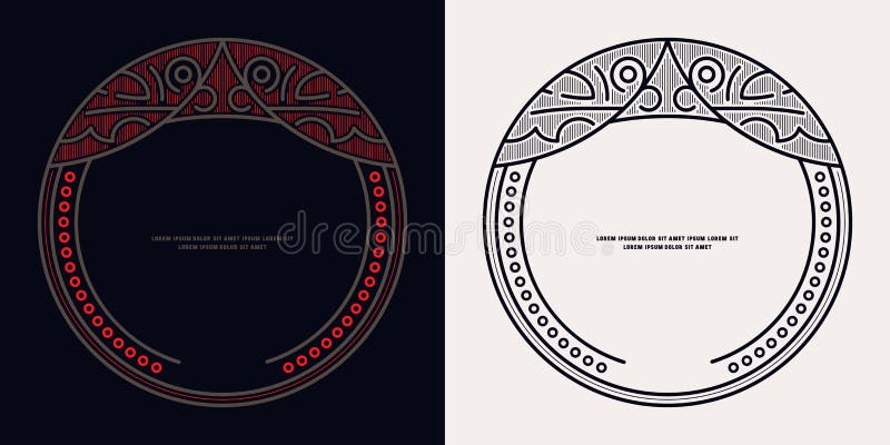 Decorative Round Frame in Thin Line Style Stock Vector - Illustration ...