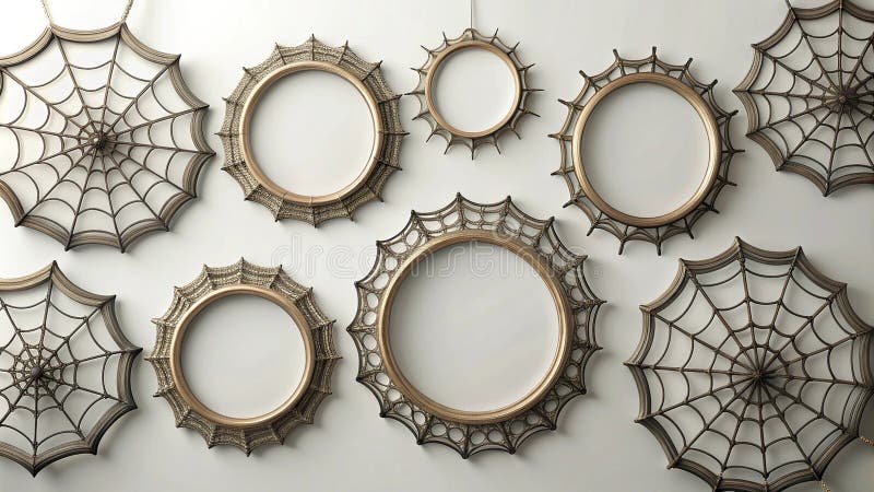 Decorative Round Frames Covered Cobweb on the White Wall Generative by ...