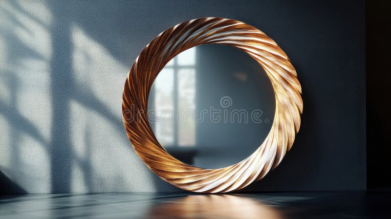 Decorative Round Mirror with a Spiral Design Reflecting Sunlight in a ...
