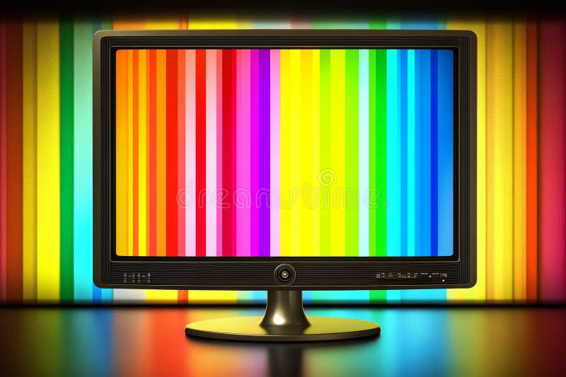 Decorative 1980s TV Monitor Displaying Technical Problems and Colorful ...
