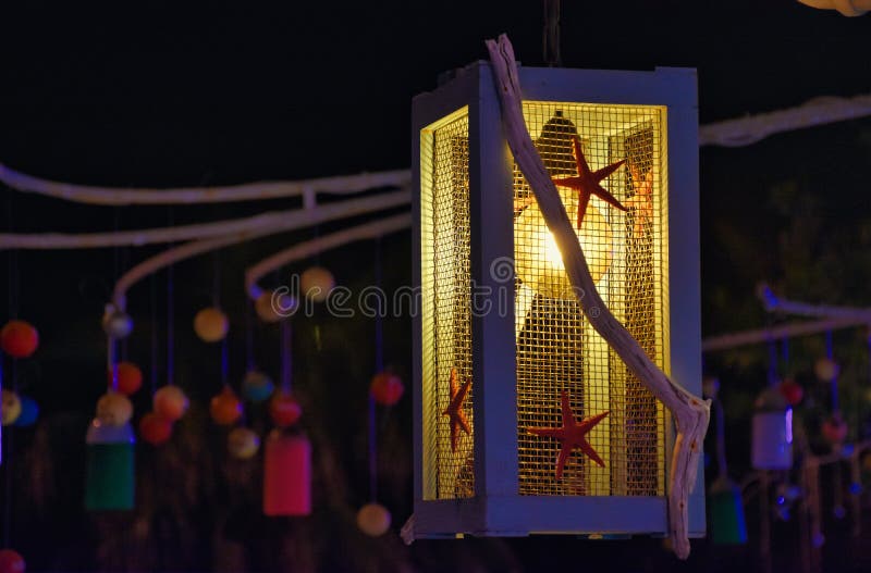 Decorative Sailor Lamp with Marin Objects Hanging from the Ceiling ...